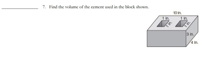 Solved 7. Find the volume of the cement used in the block | Chegg.com