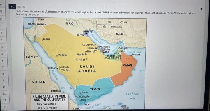 Each answer shows a map of a subregion of one of the | Chegg.com
