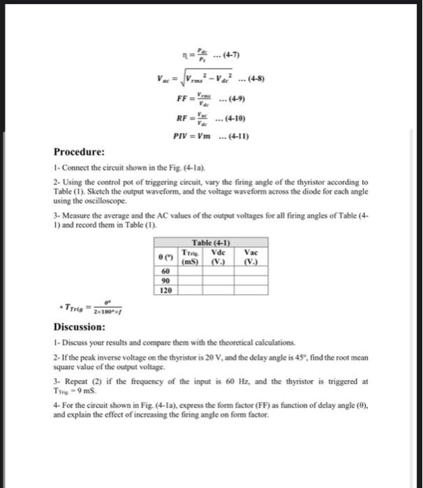 Solved Experiment (4) Controlled Rectifiers - Single Phase | Chegg.com