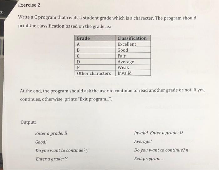 Solved Exercise 2 ak Write a C program that reads a student | Chegg.com