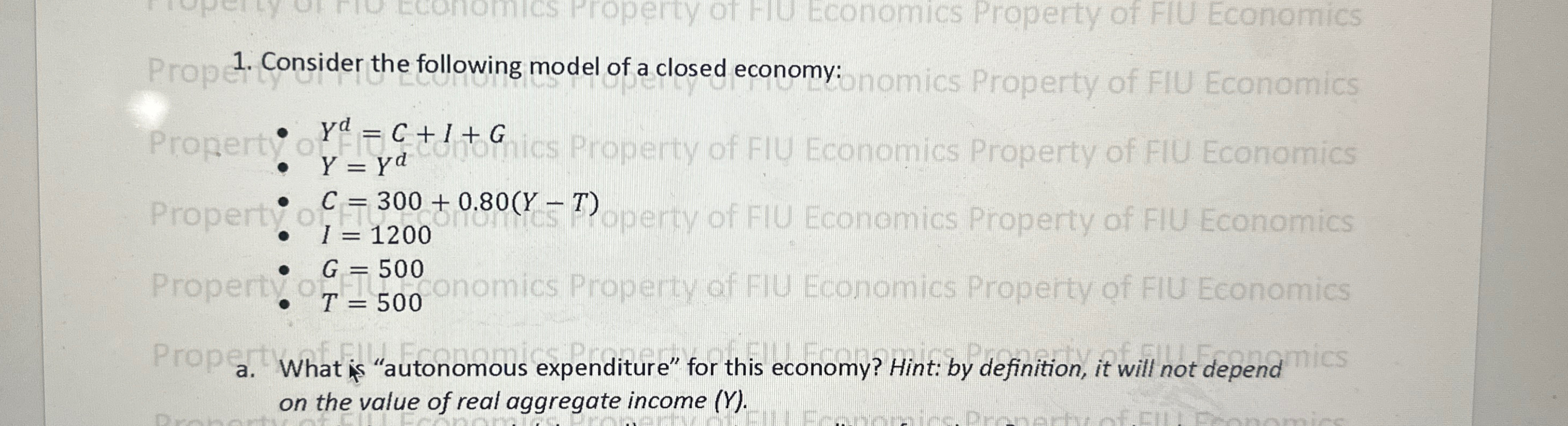 Solved Consider the following model of a closed | Chegg.com