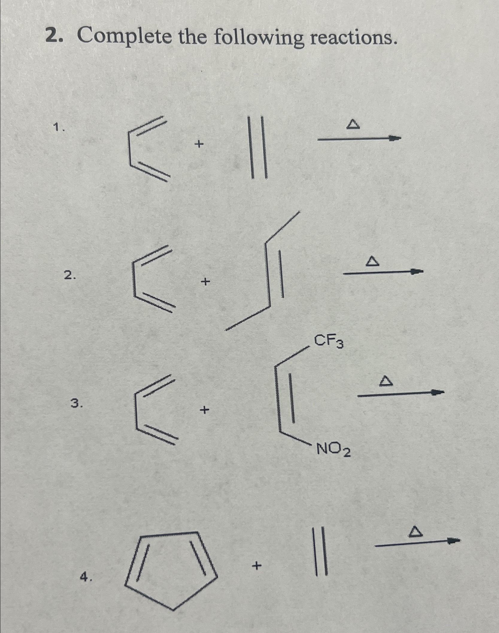Solved Complete the following reactions. | Chegg.com