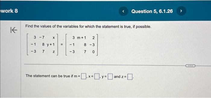 Solved Find the values of the variables for which the | Chegg.com