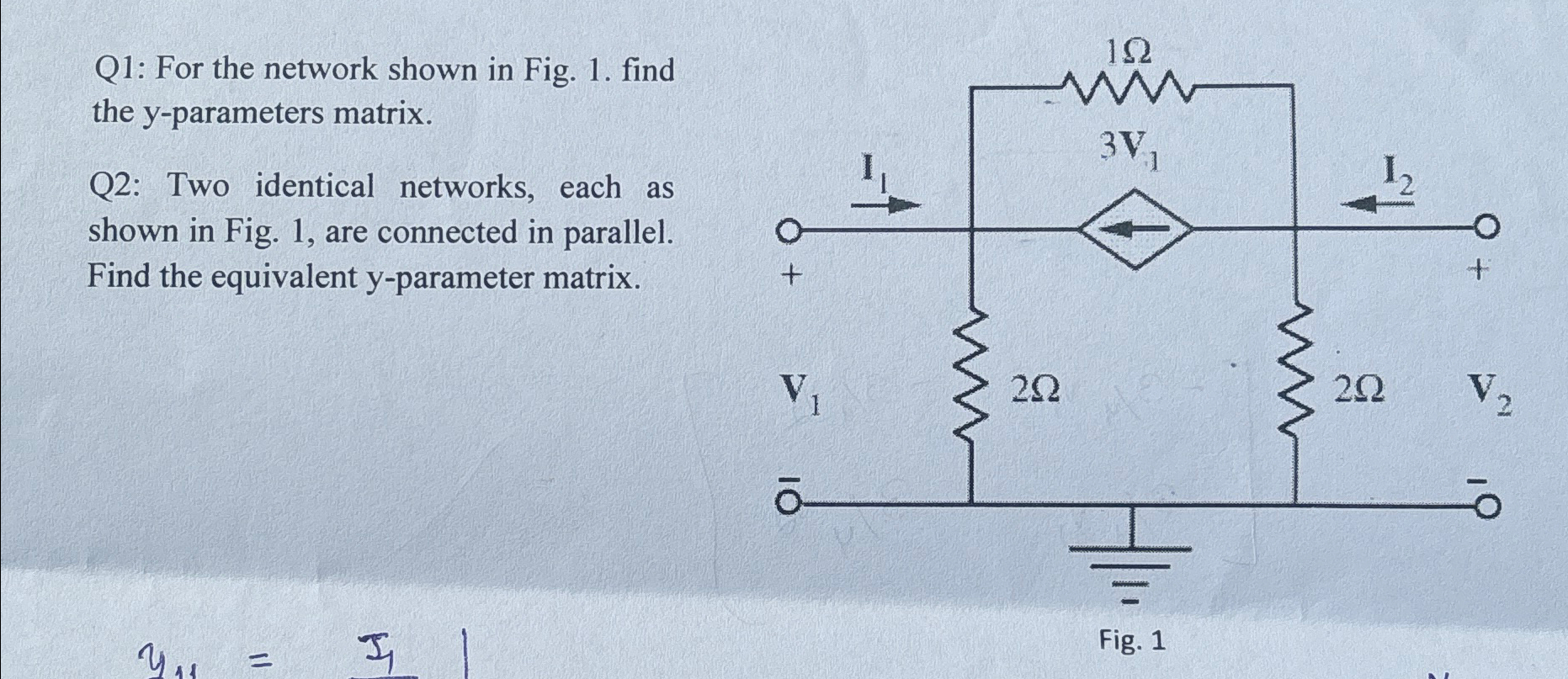 Solved Q1: For the network shown in Fig. 1. ﻿find the | Chegg.com