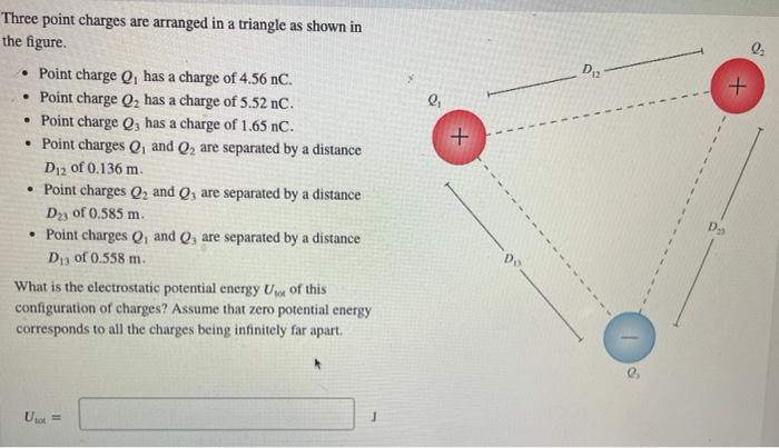 Solved Three point charges are arranged in a triangle as | Chegg.com