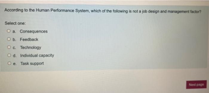 Solved According to the Human Performance System, which of | Chegg.com