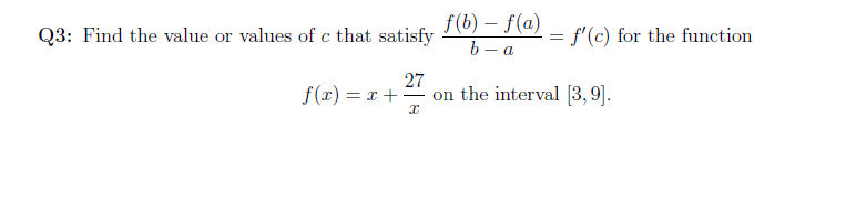 Solved Q3: Find the value or ﻿values of c ﻿that satisfy | Chegg.com