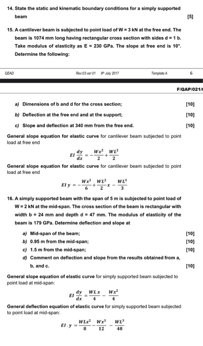Solved 14. State the static and kinematic boundary | Chegg.com