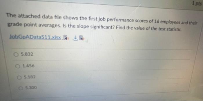 Solved \r\nThe attached data file shows the first job | Chegg.com