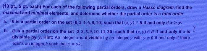 Solved (10 pt., 5 pt. each) For each of the following | Chegg.com
