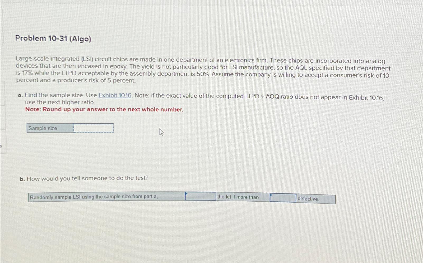 Solved Problem 10-31 (Algo)Large-scale integrated (LSI) | Chegg.com