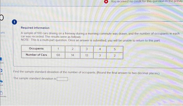 Solved O of 6 ook B int rint n ences Required information A | Chegg.com