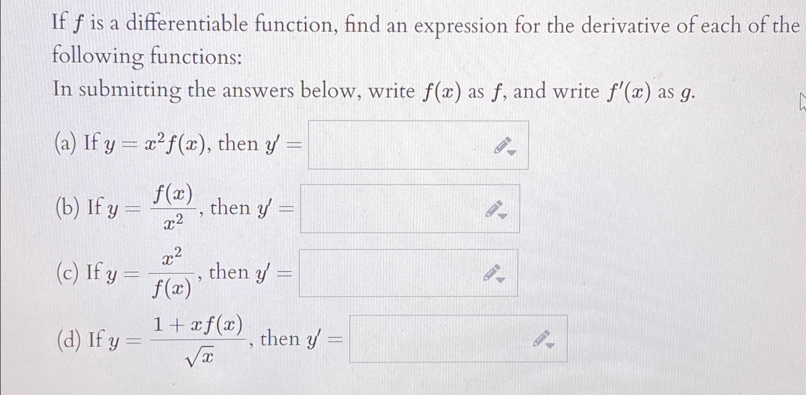 Solved If f ﻿is a differentiable function, find an | Chegg.com