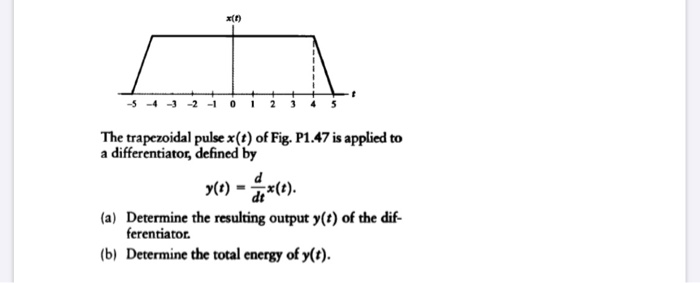 Solved x(0) The trapezoidal pulse x(t) of Fig. P1.47 is | Chegg.com