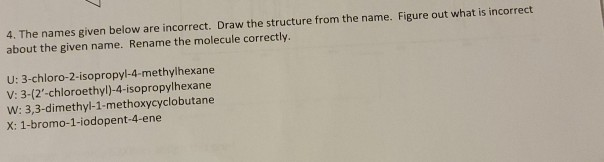 Solved 4. The names given below are incorrect. Draw the | Chegg.com