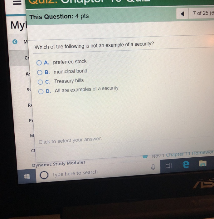Solved which of the following is not an example of a | Chegg.com