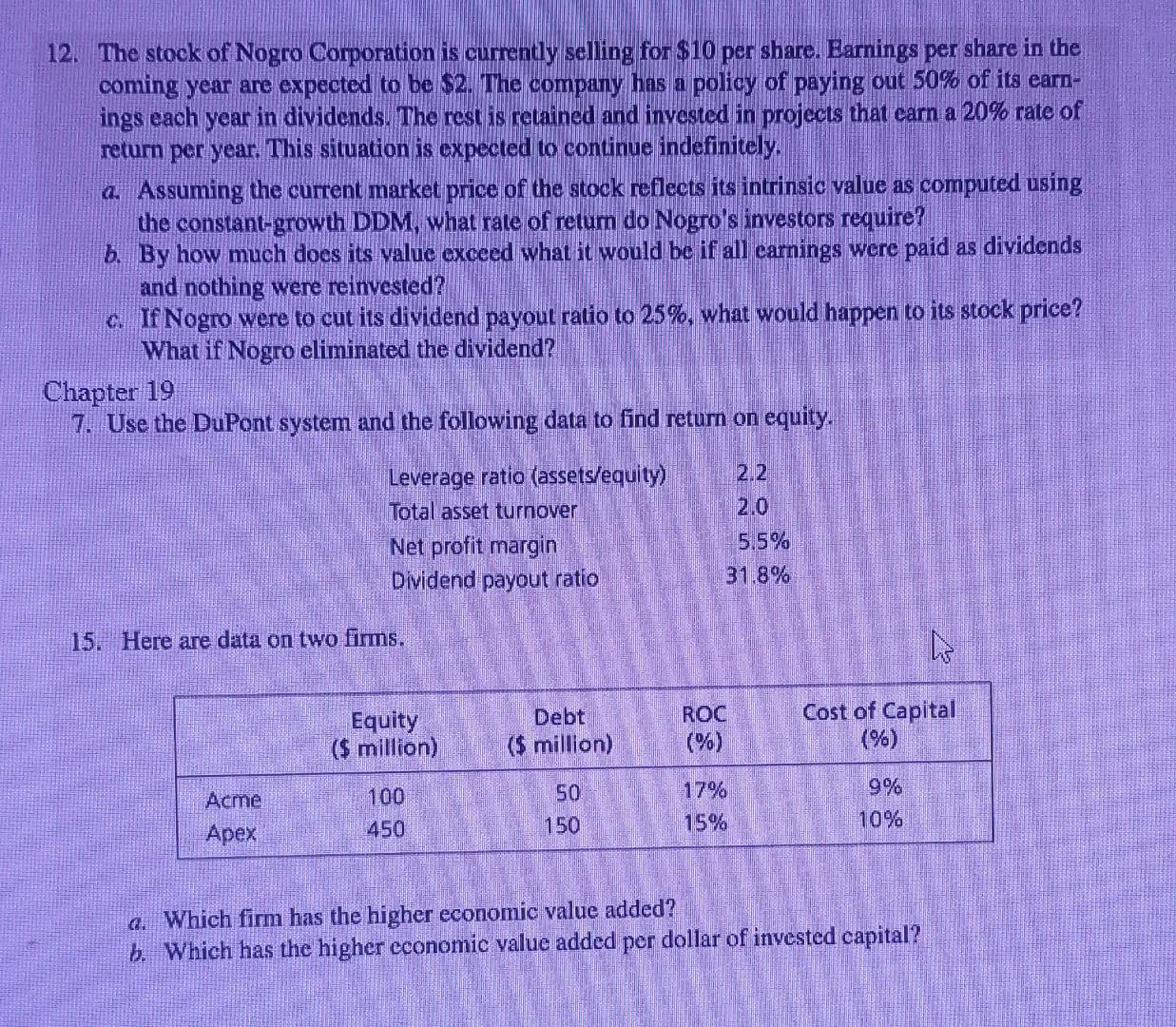 Solved 12. The stock of Nogro Corporation is currently | Chegg.com
