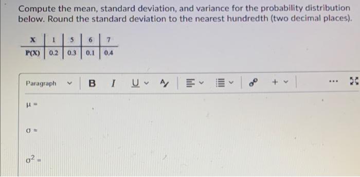 Solved Compute the mean, standard deviation, and variance | Chegg.com