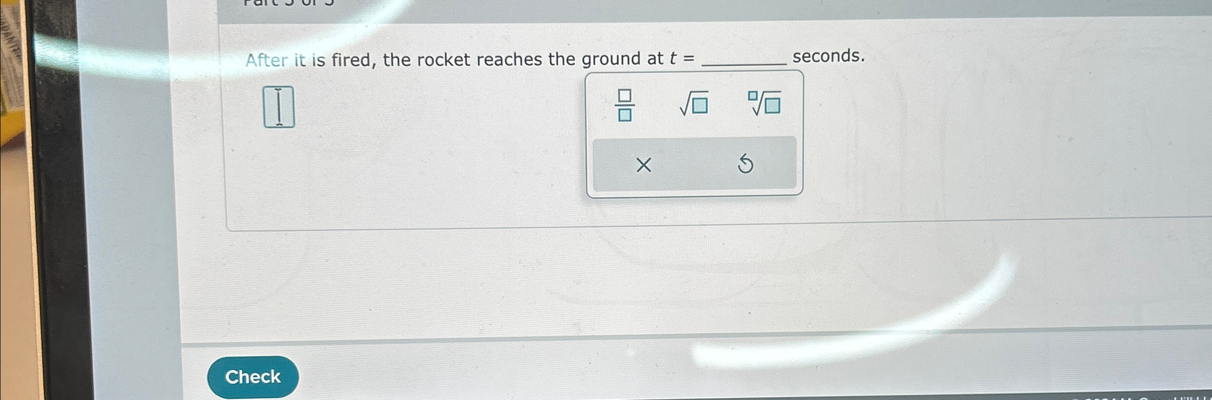 Solved After it is fired, the rocket reaches the ground at | Chegg.com
