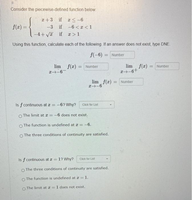 Solved Consider the piecewise-defined function below: | Chegg.com