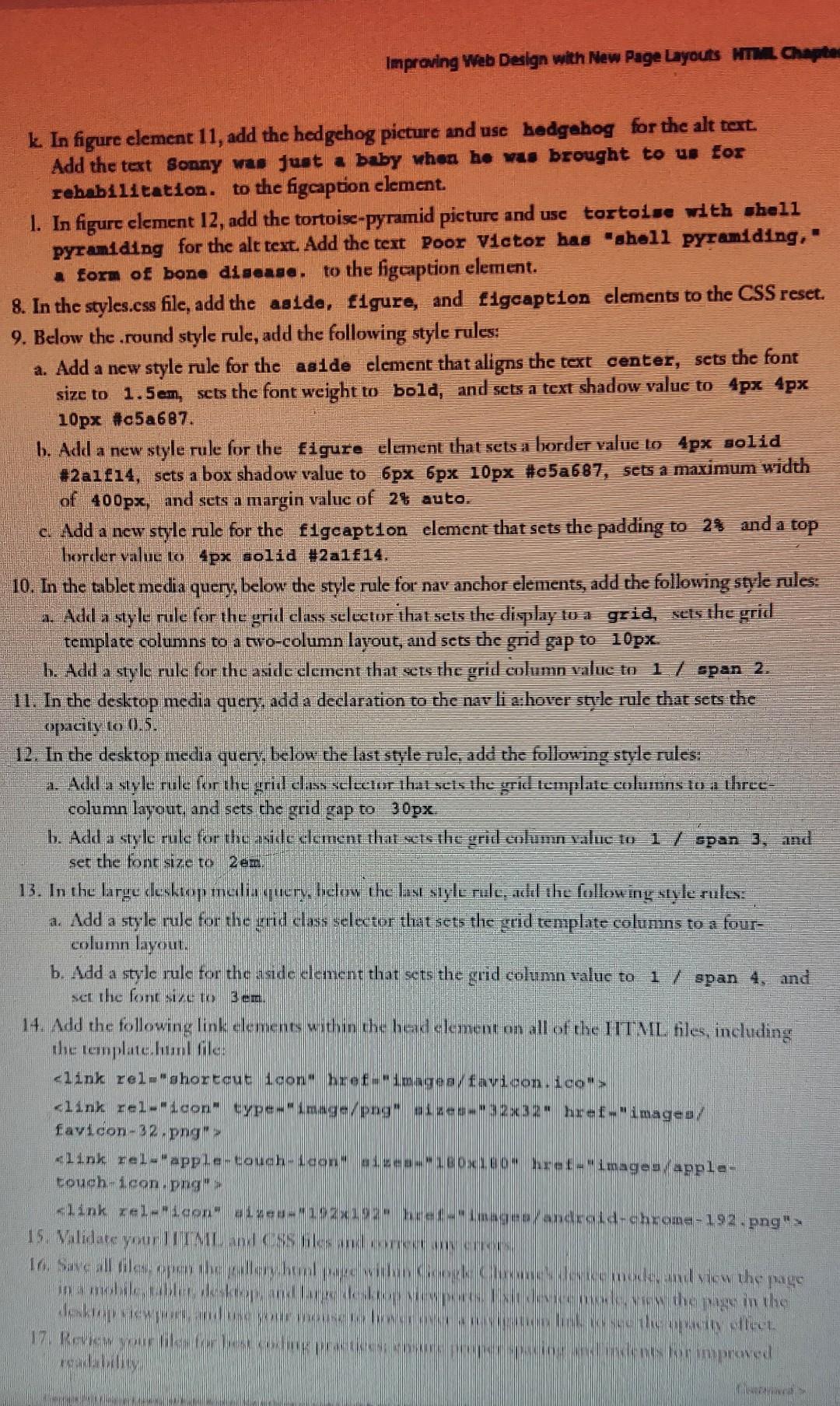 Solved Improving Web Design with New Page Layouts HTML | Chegg.com