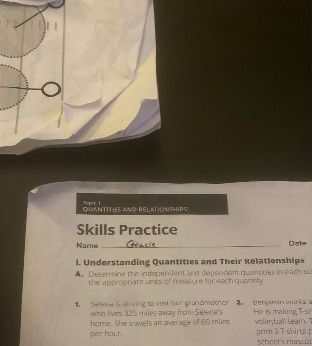 I. Understanding Quantities and Their Relationships | Chegg.com