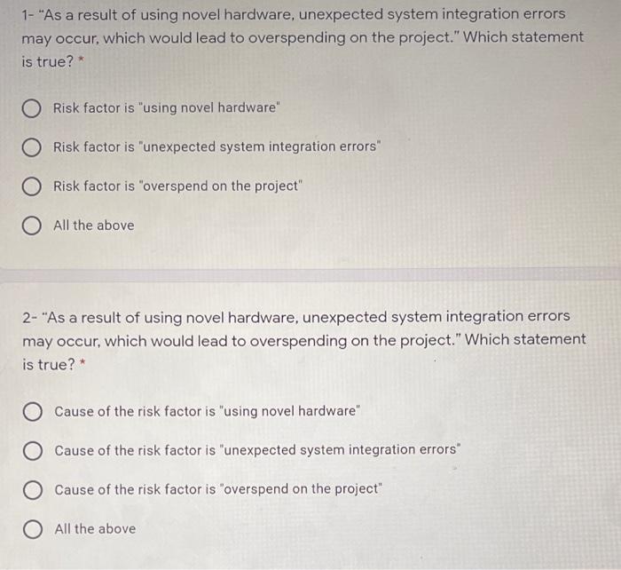 Solved 1- "As a result of using novel hardware, unexpected | Chegg.com