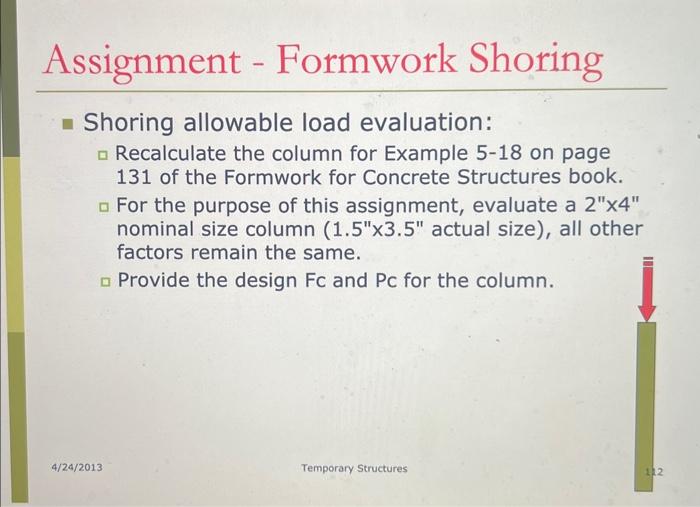 Solved Shoring allowable load evaluation: a Recalculate the | Chegg.com