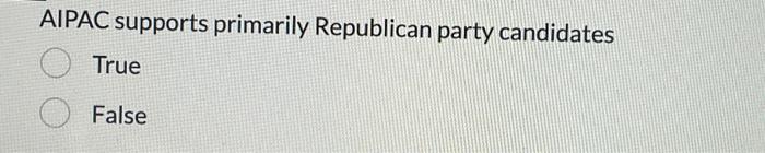AIPAC supports primarily Republican party candidates | Chegg.com