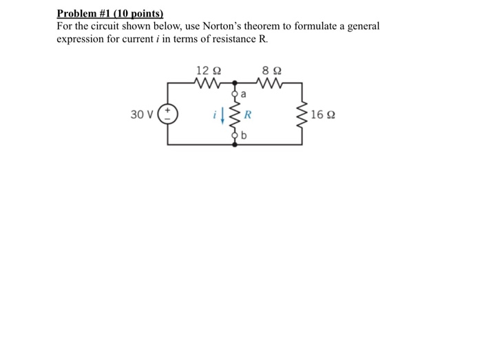 Solved Problem #1 (10 points) For the circuit shown below, | Chegg.com
