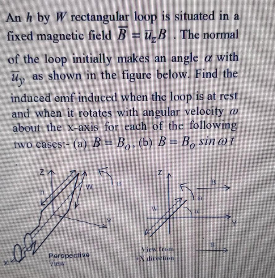 Solved An h by W rectangular loop is situated in a fixed | Chegg.com