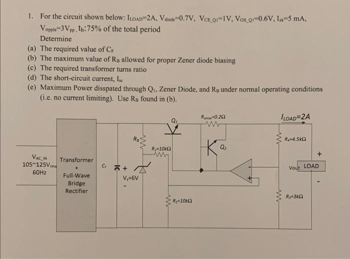 Solved 1. For the circuit shown below: \( \mathrm{I}_{\text | Chegg.com