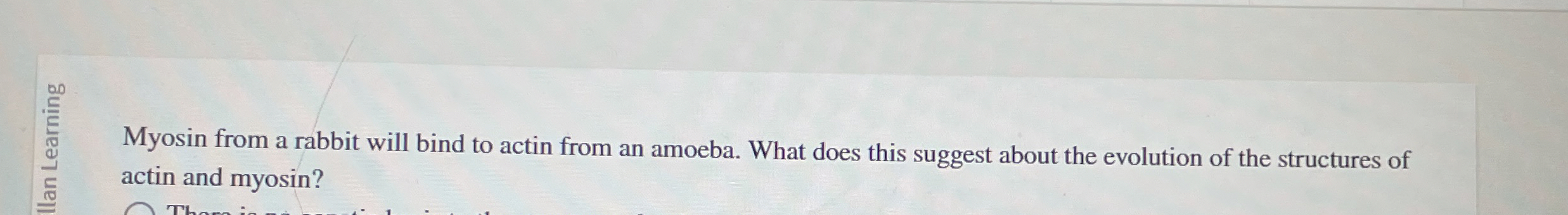 Solved Myosin from a rabbit will bind to actin from an | Chegg.com