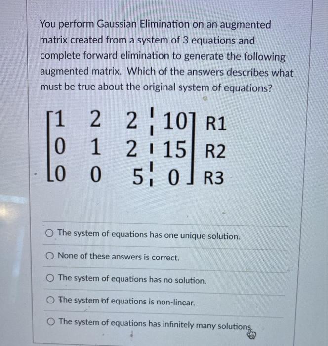 Solved You have the following augmented matrix that | Chegg.com