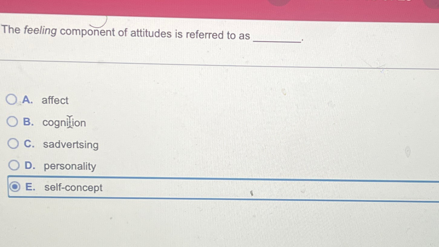 Solved The feeling component of attitudes is referred to | Chegg.com