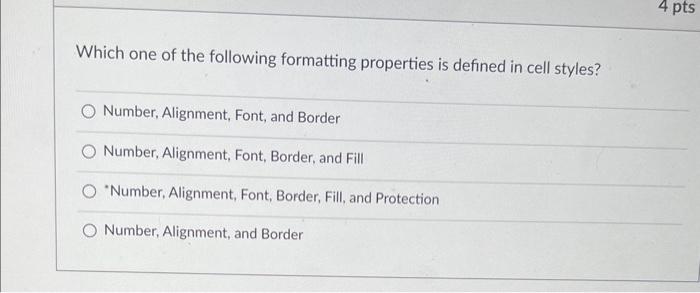 Solved Which one of the following formatting properties is | Chegg.com