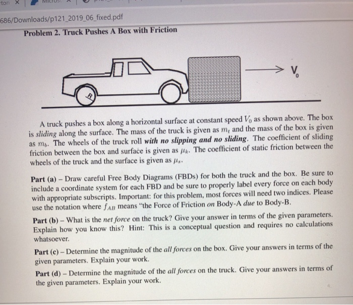 Solved 686/Downloads/p121_2019_06_fixed.pdf Problem 2. Truck | Chegg.com