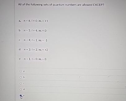 Solved All of the following sets of quantum numbers are | Chegg.com