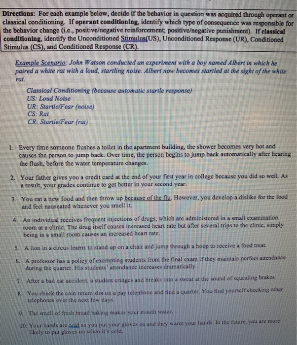 Solved Directions: For each example below, decide if the | Chegg.com