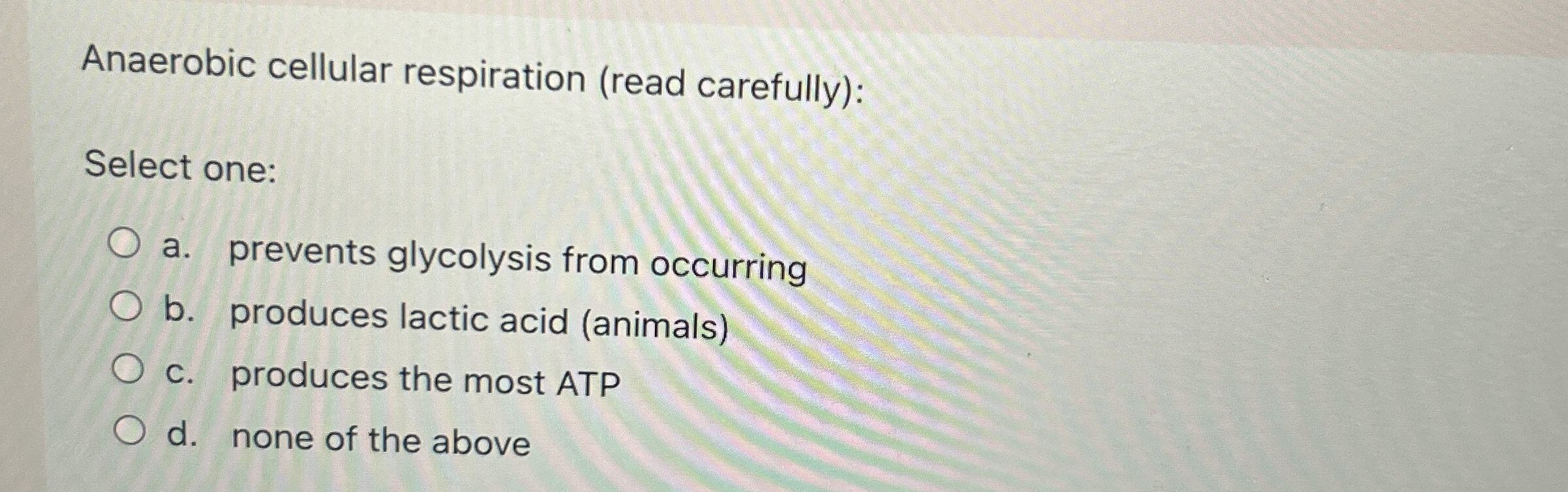Solved Anaerobic cellular respiration (read | Chegg.com