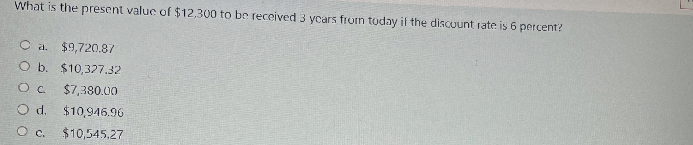 Solved What is the present value of $12,300 ﻿to be received | Chegg.com