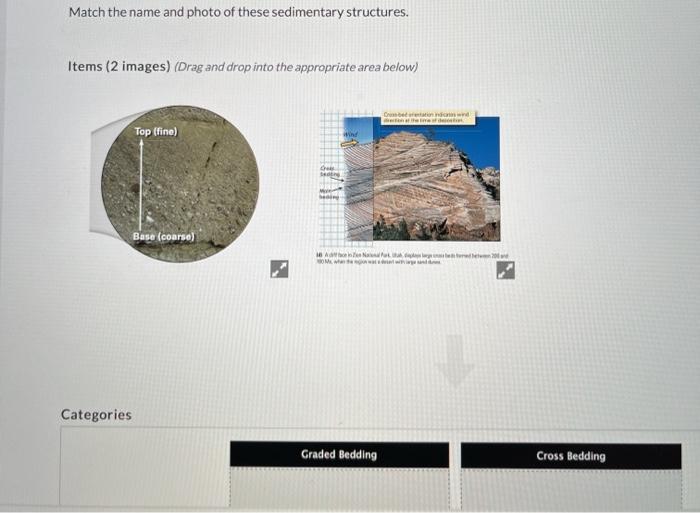 Solved Match the name of these sedimentary structures with | Chegg.com