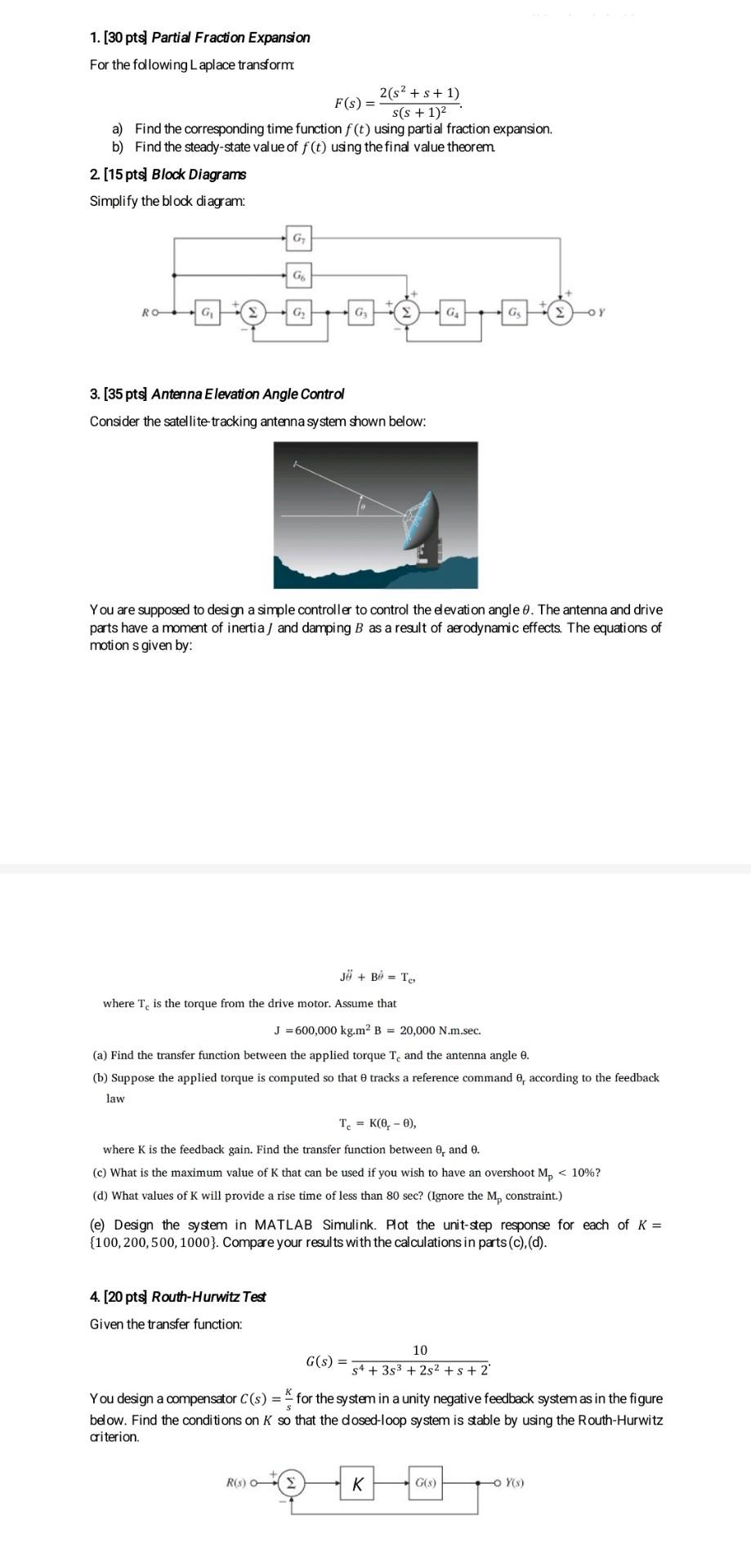 Solved 1. [30 pts] Partial Fraction Expansion For the | Chegg.com