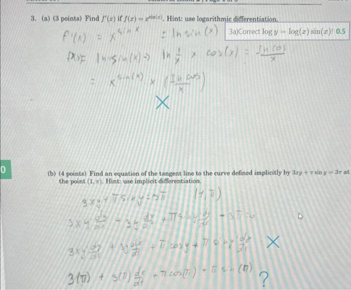 Solved 3. (a) (3 points) Find f′(x) if f(x)=xnin(x). Hint: | Chegg.com