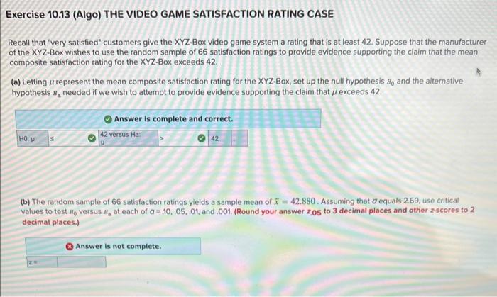 Solved Exercise 10.13 (Algo) THE VIDEO GAME SATISFACTION | Chegg.com