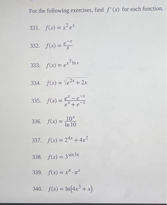 Solved For The Following Exercises Find F X For Each