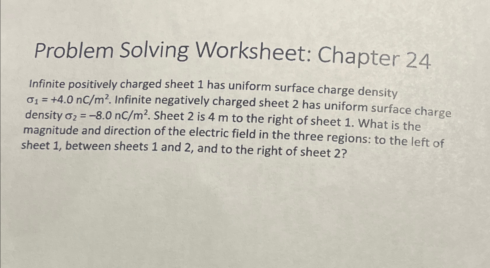 Solved Problem Solving Worksheet: Chapter 24Infinite | Chegg.com