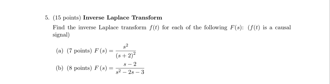 Solved (15 ﻿points) ﻿Inverse Laplace TransformFind the | Chegg.com