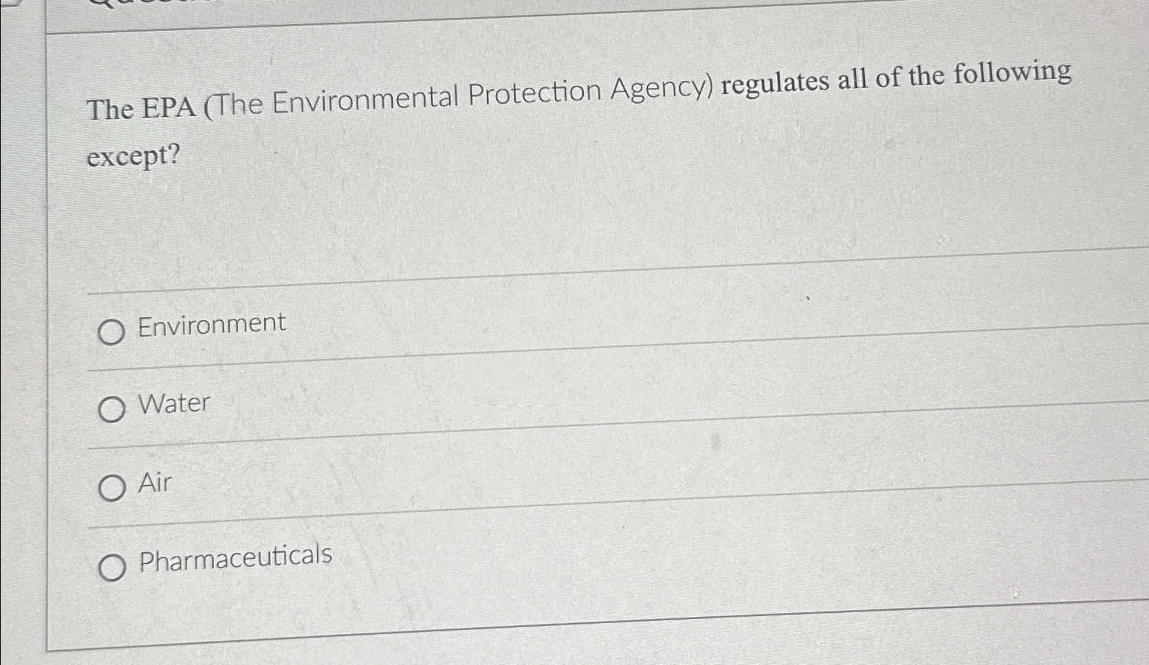 Solved The EPA (The Environmental Protection Agency) | Chegg.com