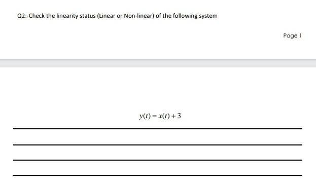 Solved Q2:-Check the linearity status (Linear or Non-linear) | Chegg.com